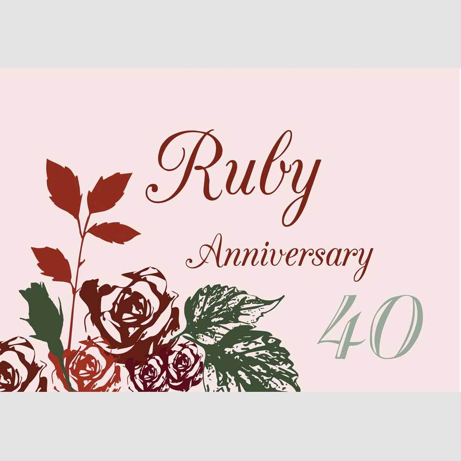Ruby Anniversary Greetings Card - rose design